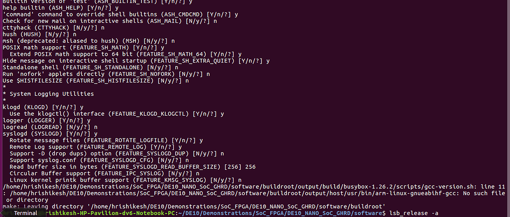 Problem In Configuring Busybox For Generating Root File System For De10 Nano Embedded Linux As